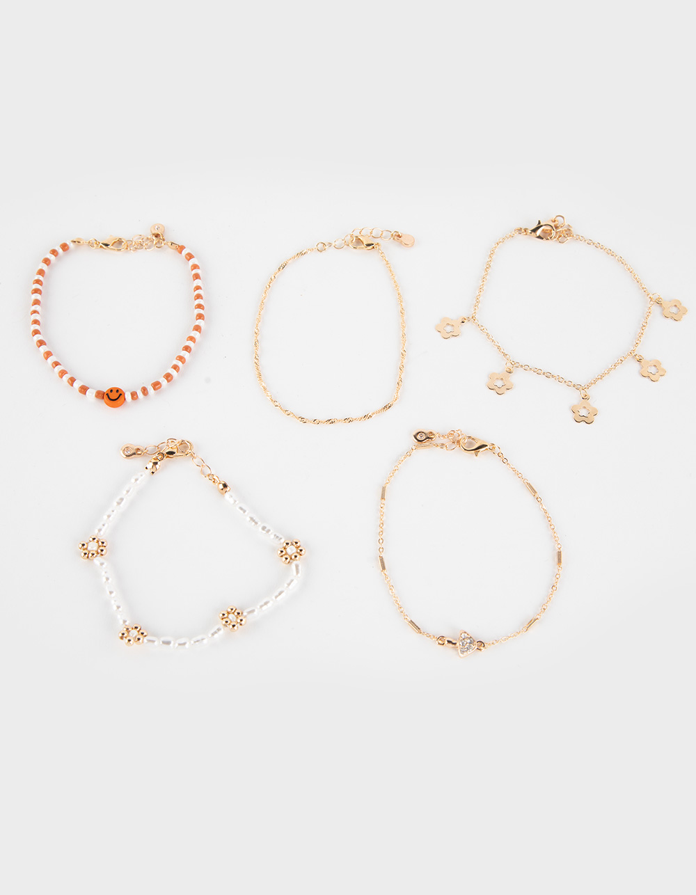 FULL TILT 4 Piece Beaded Smiley Face Bracelet Set - GOLD | Tillys