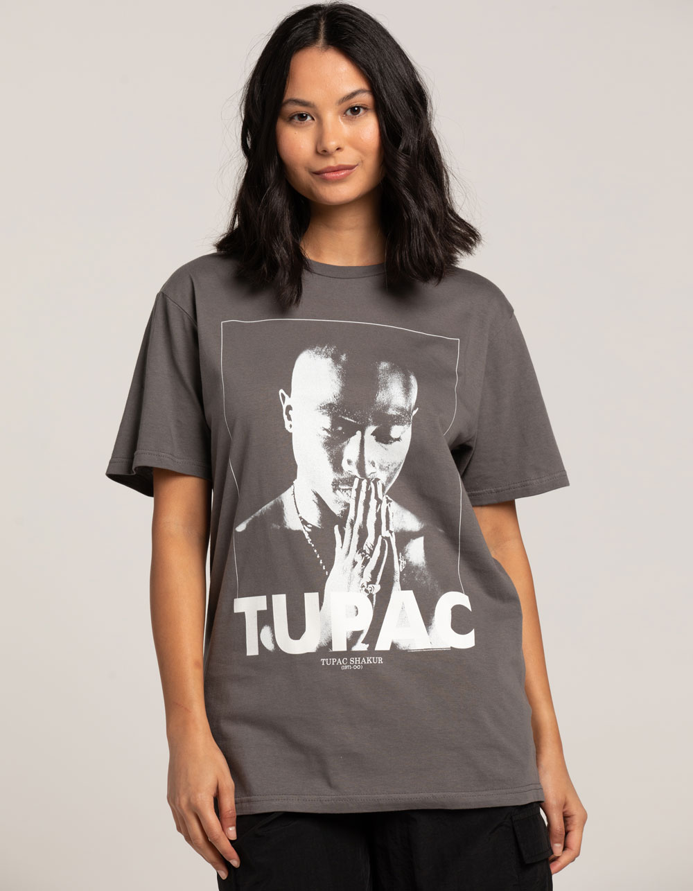 TUPAC Praying Hands Unisex Tee - CHARCOAL | Tillys