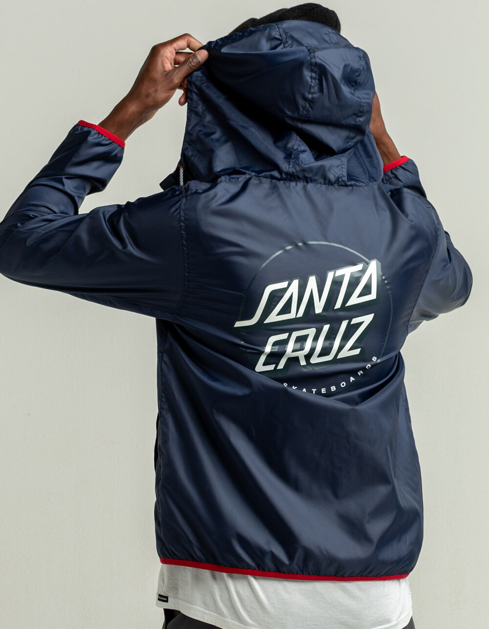 SANTA CRUZ Partial Dot Lined Mens Windbreaker Jacket - NAVY | Tillys