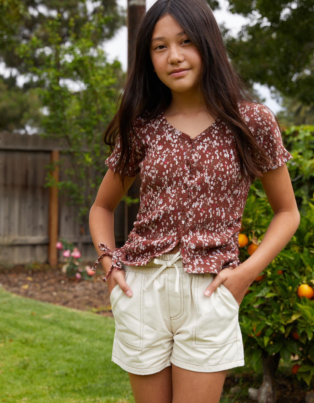 FULL TILT Girls Ecru Elastic Waist Shorts - ECRU | Tillys