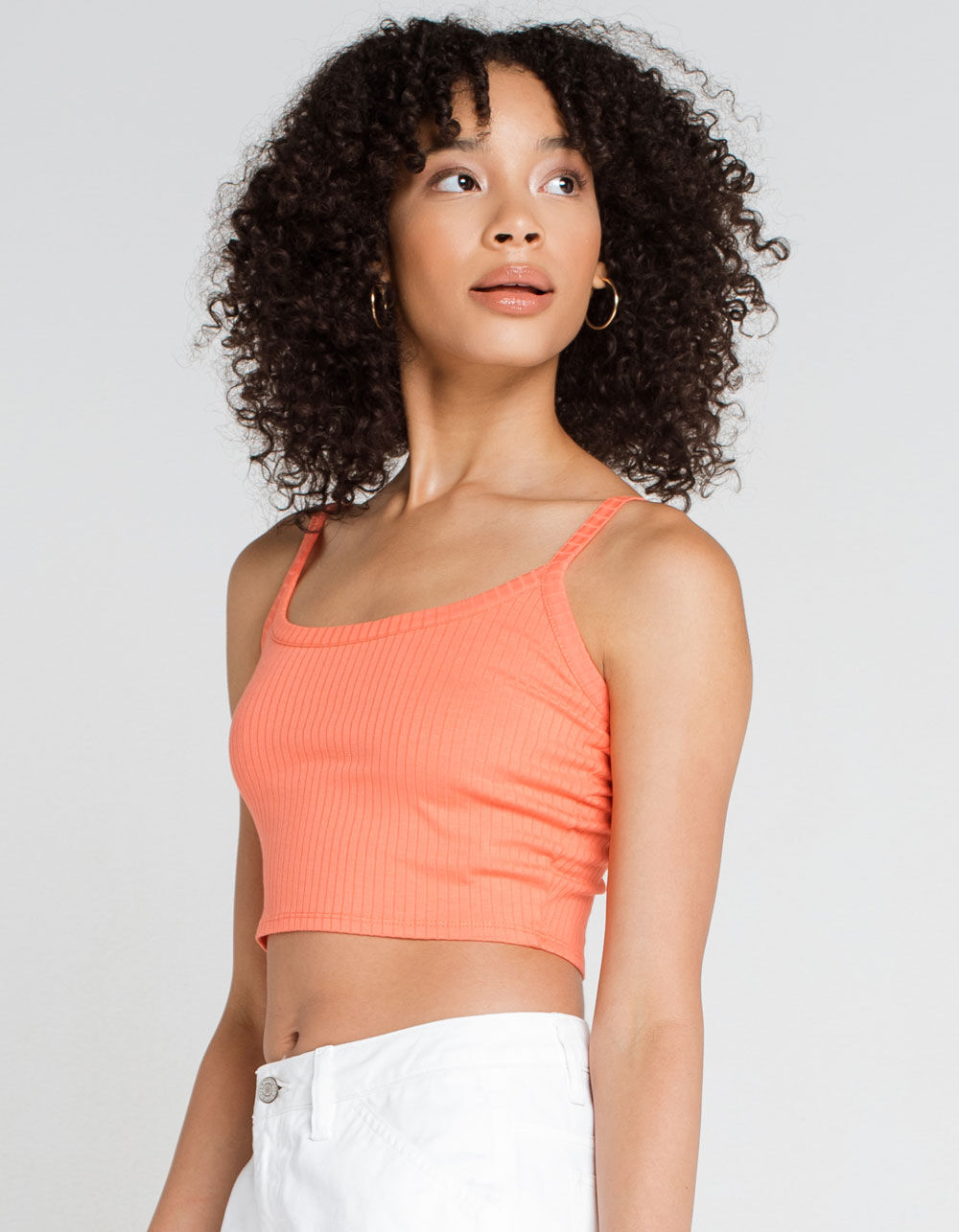 HEART & HIPS Ribbed Crop Womens Coral Cami - CORAL | Tillys