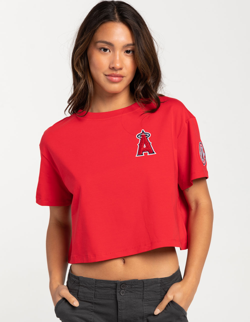 PRO STANDARD Los Angeles Angels Womens Crop Tee - RED | Tillys