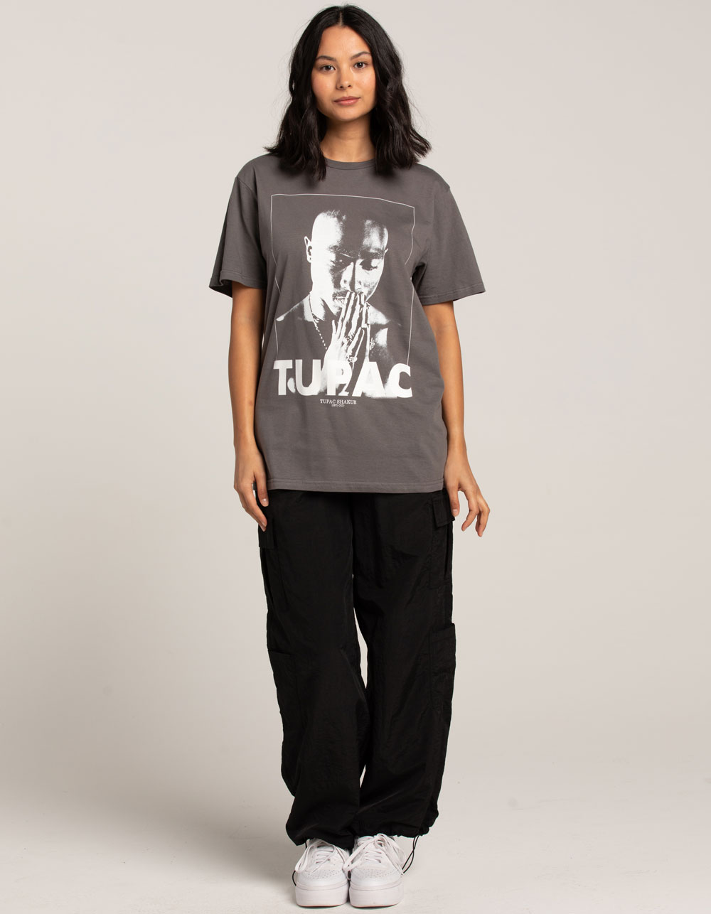 TUPAC Praying Hands Unisex Tee - CHARCOAL | Tillys