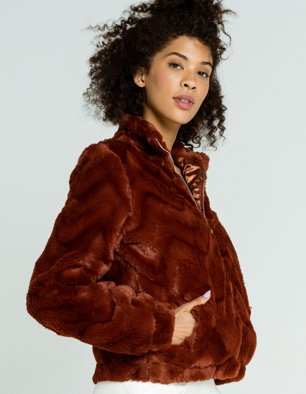 WEST OF MELROSE Fur Sure Chevron Womens Jacket - WINE | Tillys
