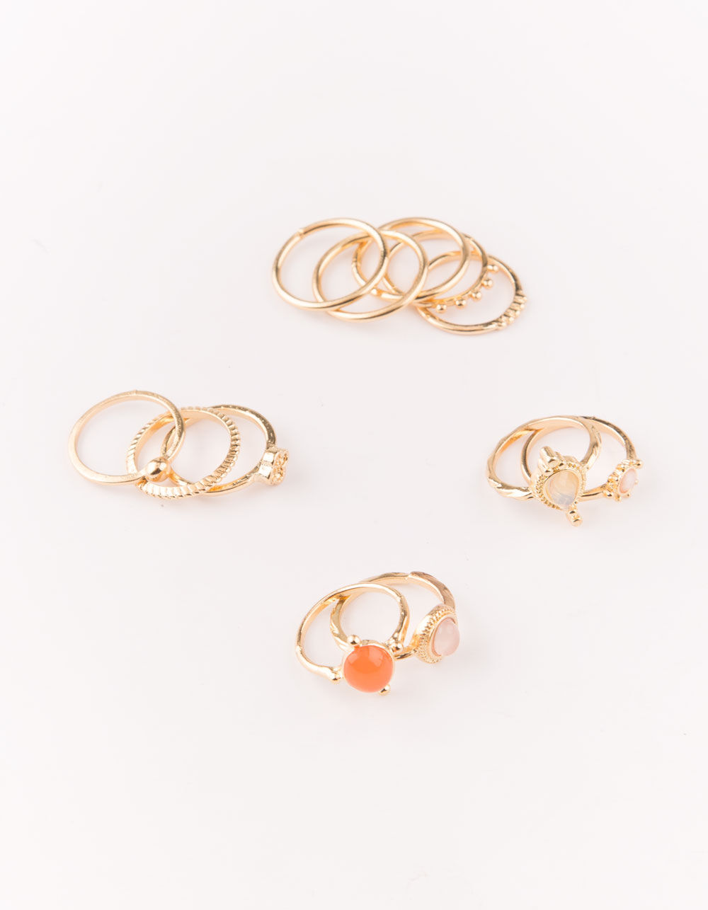 FULL TILT 12 Piece Stone & Rhinestone Rings - GOLD | Tillys