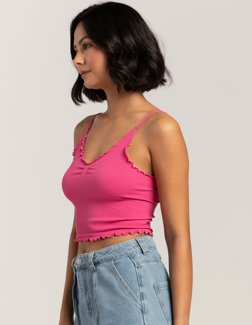 FULL TILT Seamless Lettuce Edge Womens Cami - PINK | Tillys