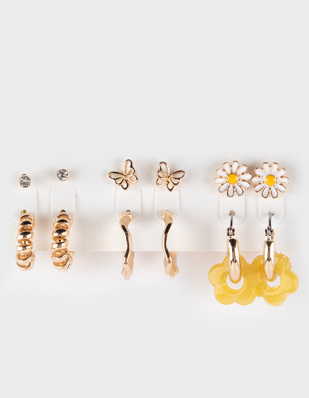 FULL TILT 6 Pack Flower Hoop Earring Set - GOLD | Tillys