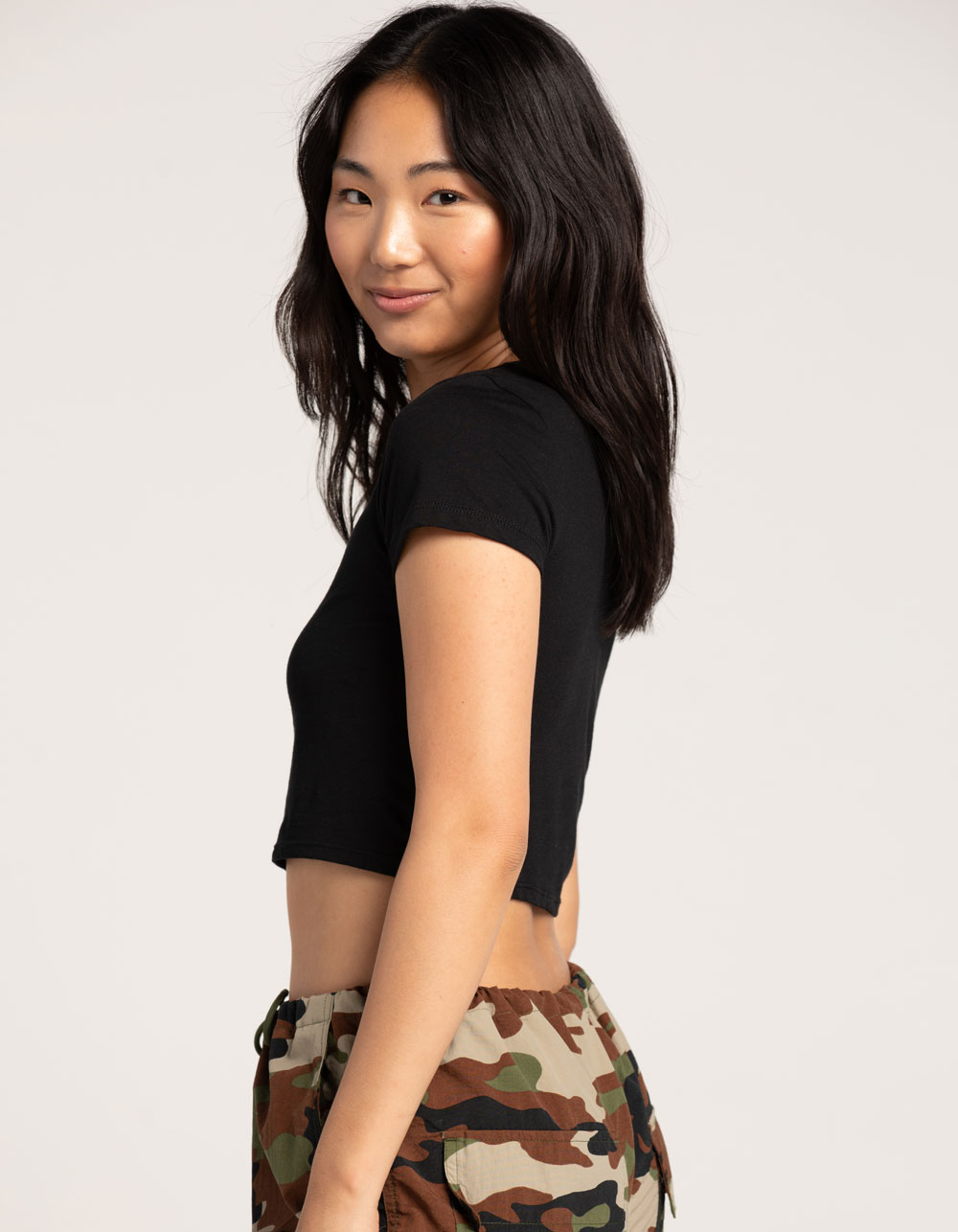 JETTY Aster Womens Fitted Baby Tee - BLACK | Tillys
