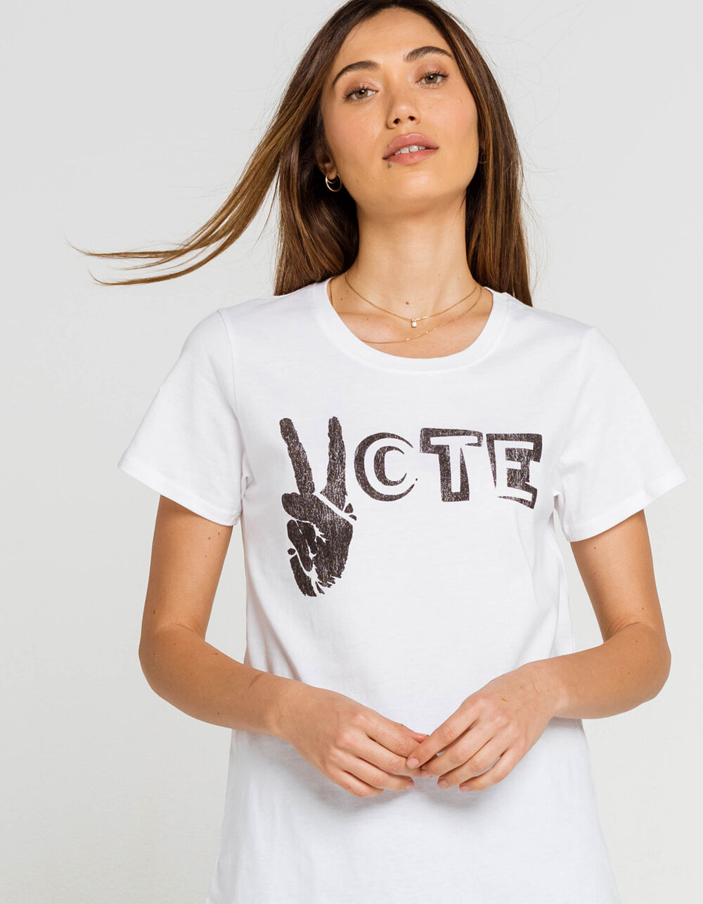 FULL TILT Vote Peace Sign Womens Oversized Tee - WHITE | Tillys