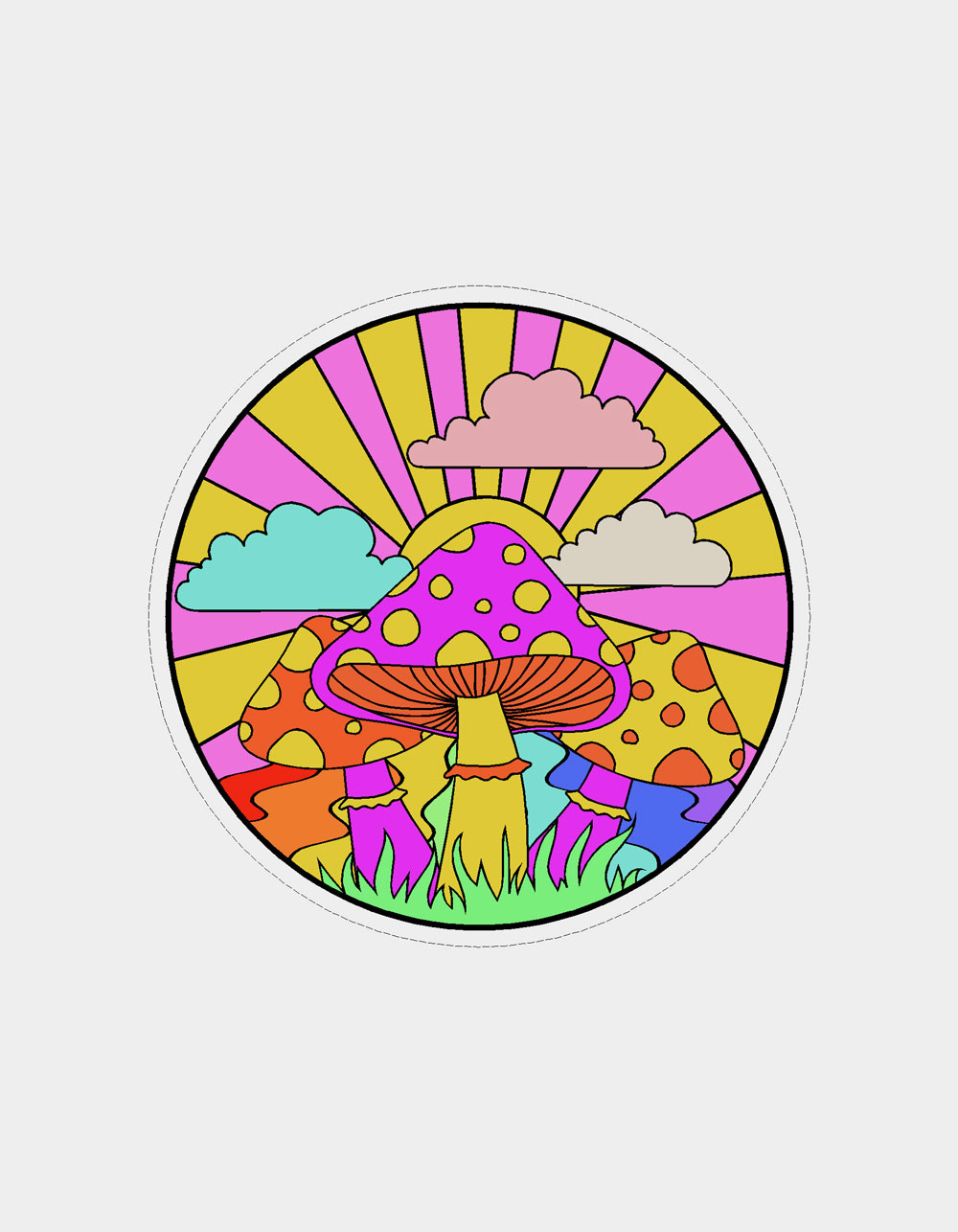 STICKER CABANA Trippy Mushroom Circle Sticker - MULTI | Tillys