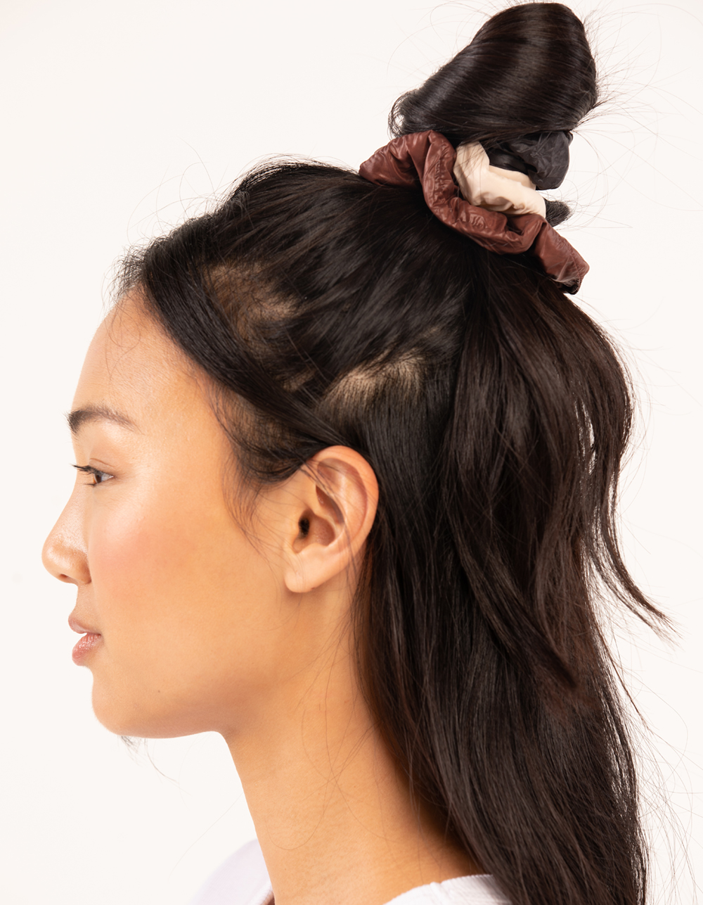 FULL TILT 3 Piece Nylon Puff Scrunchies - BROWN COMBO | Tillys