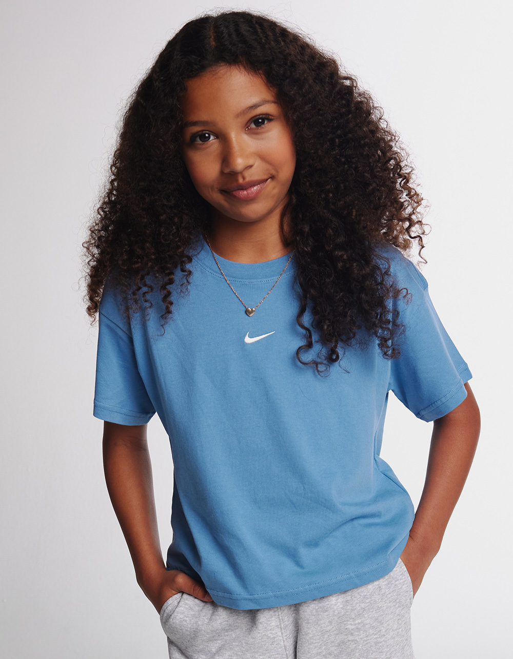 NIKE Sportswear Essential Girls Boxy Tee - DENIM | Tillys