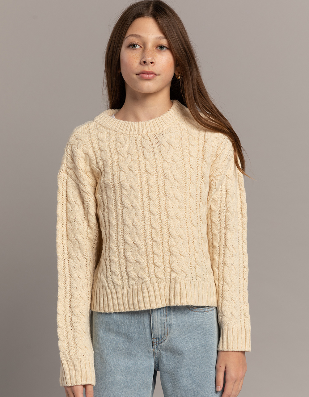 RSQ Girls Cable Sweater - IVORY | Tillys