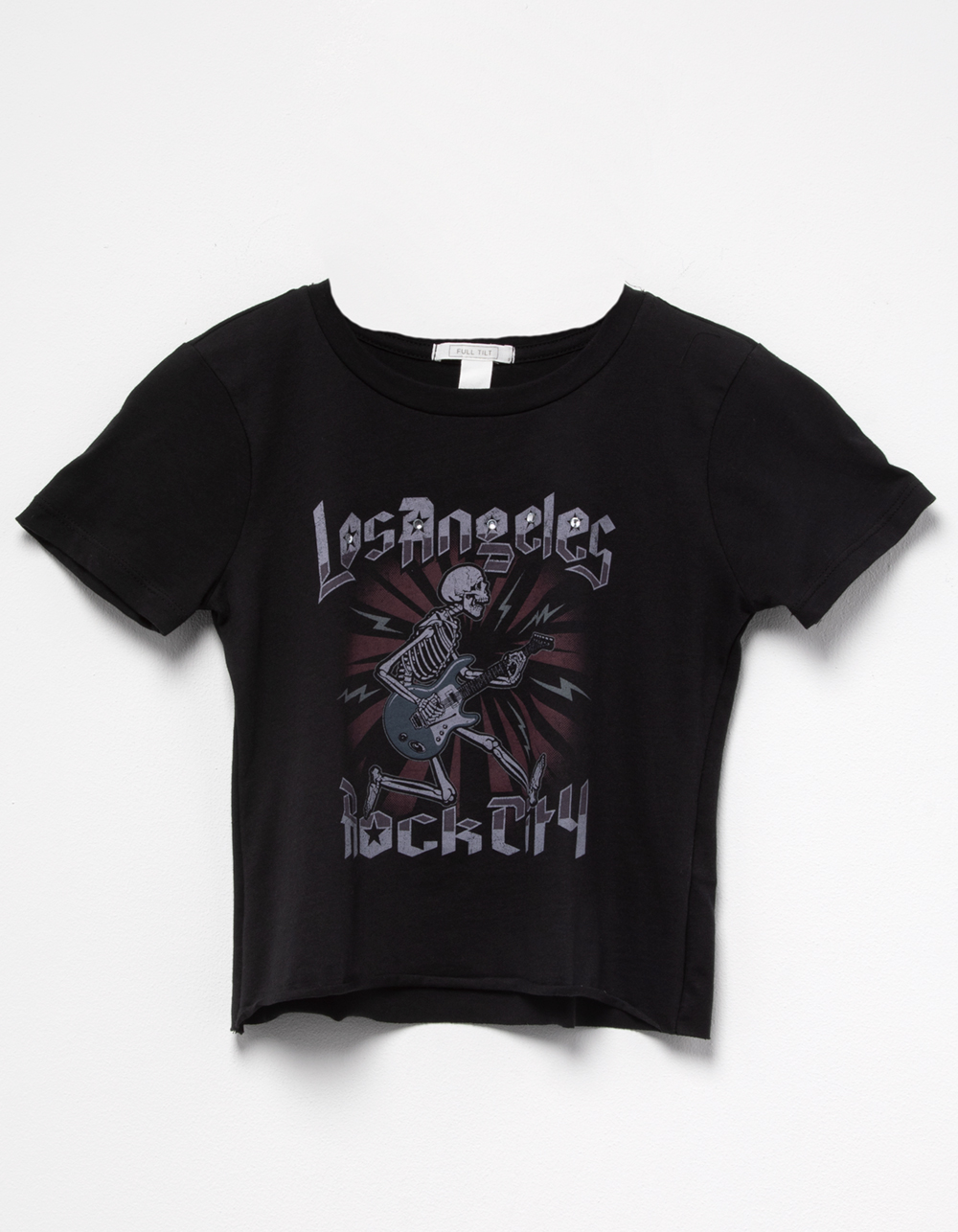 FULL TILT Rhinestone Skull Girls Crop Tee - BLACK | Tillys