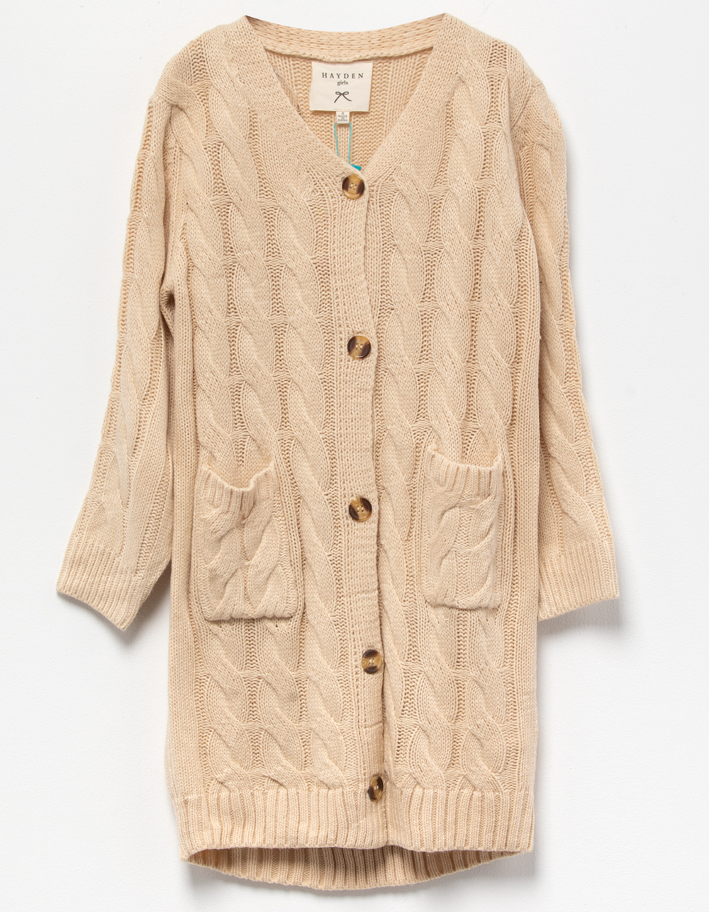 HAYDEN Girls Cable Oversized Cardigan - BEIGE | Tillys