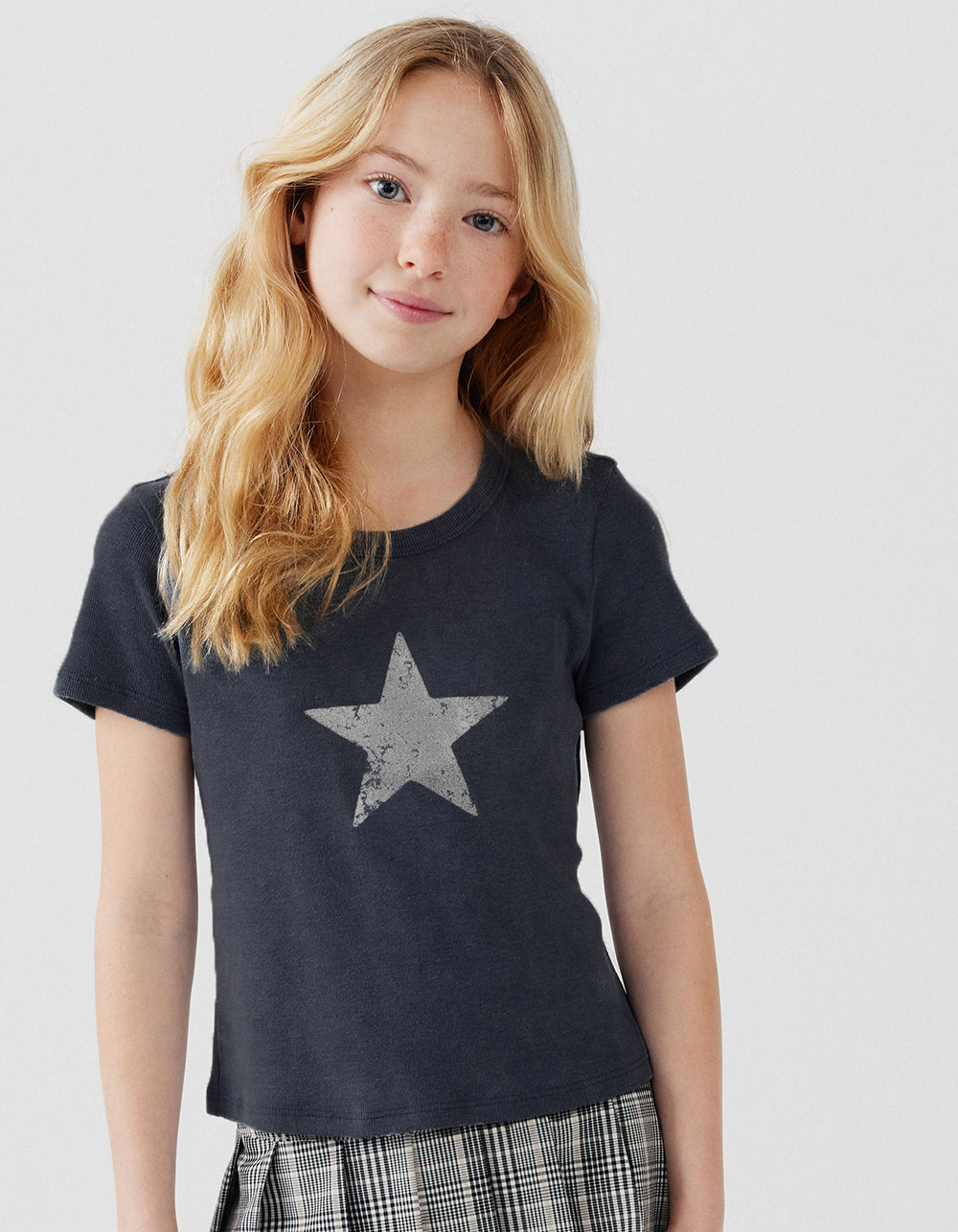 FULL TILT Foil Star Girls Baby Tee - WASHED BLACK | Tillys