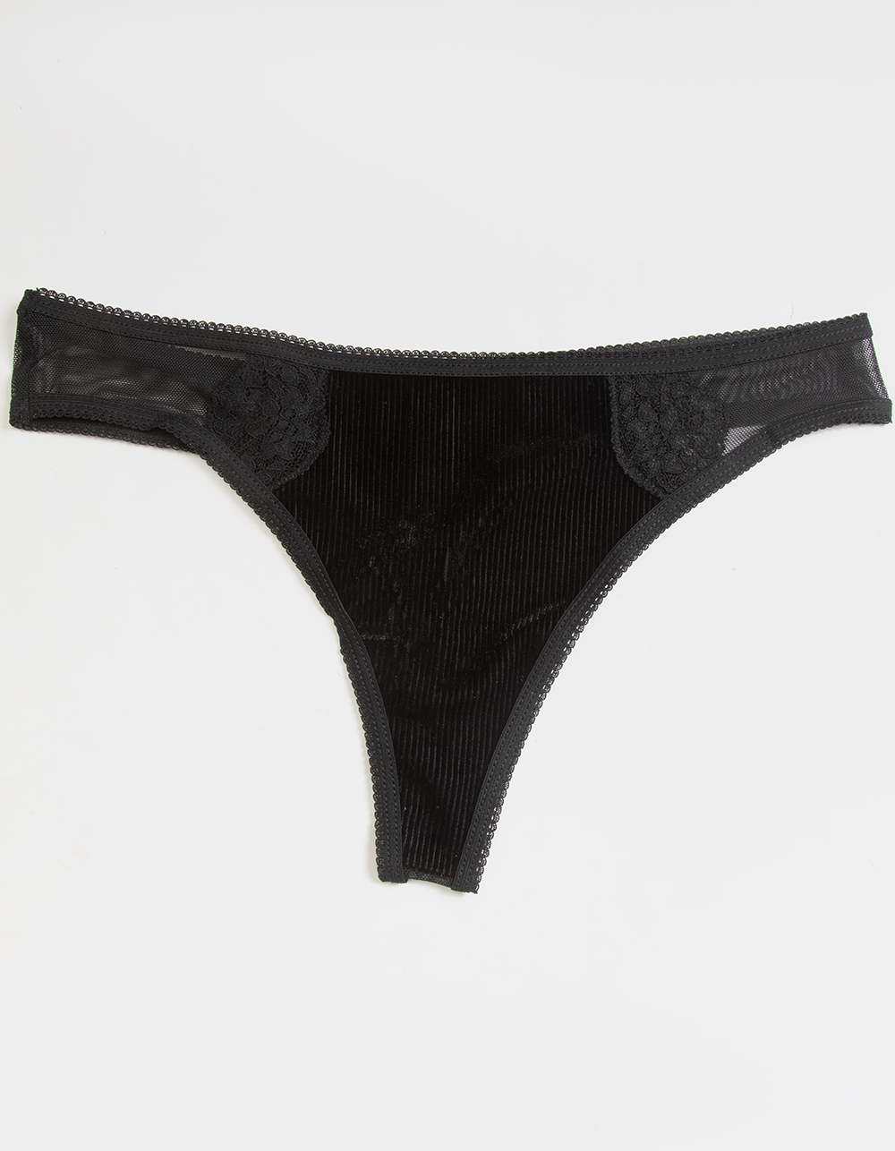 SKY & SPARROW Velvet Rib Thong - BLACK | Tillys
