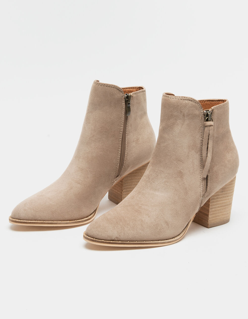 BEAST Womens Side Zip Silver Stud Booties - GRAY | Tillys