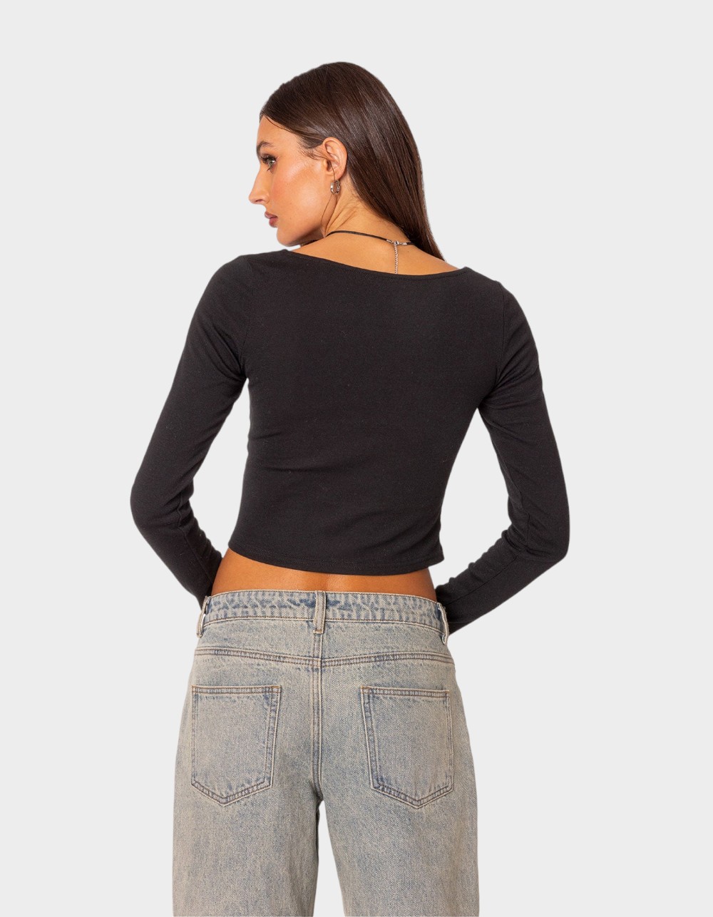 EDIKTED Nat Ruched V-Neck Top - BLACK | Tillys