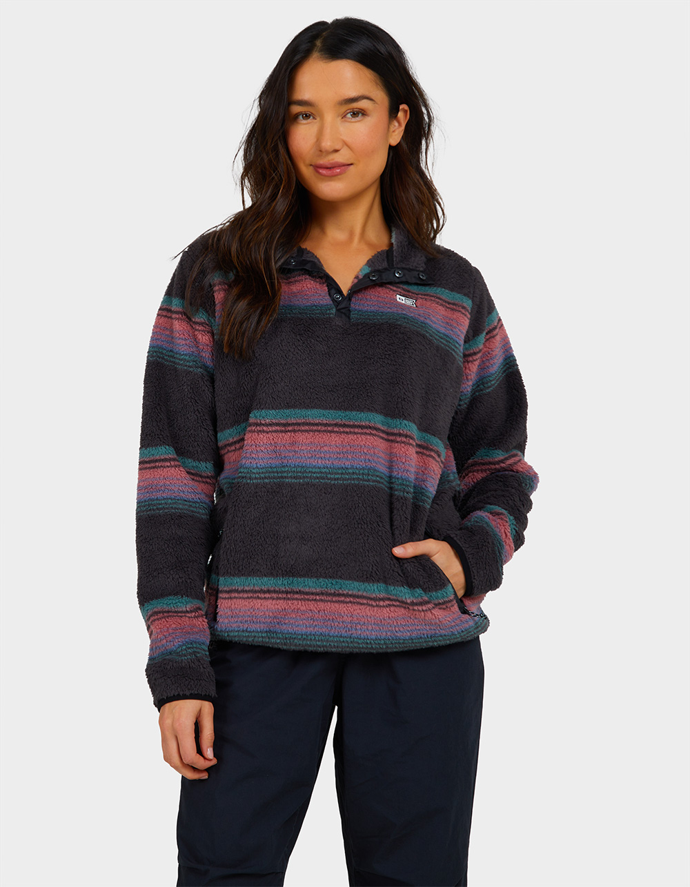 SALTY CREW Calm Seas Womens Polar Fleece Pullover Sweatshirt - CHARCOAL ...