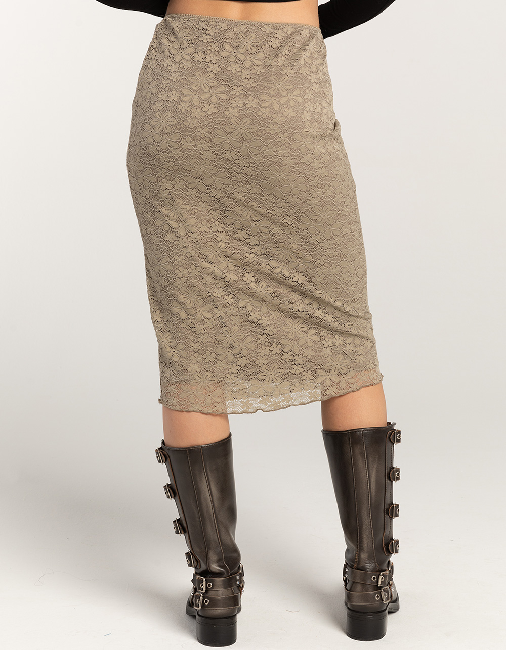 RSQ Womens Low Rise Lace Midi Skirt - SAGE | Tillys