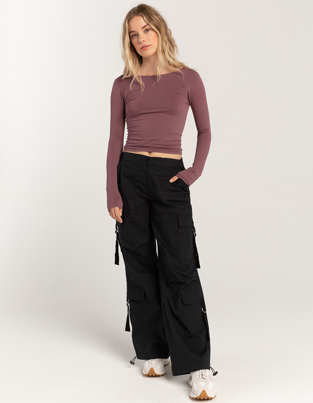 RSQ Womens Seamless Open Back Long Sleeve Tee - PLUM | Tillys