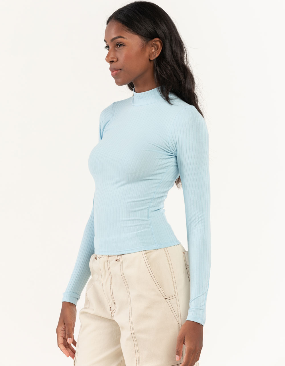 FULL TILT Essentials Womens Mock Neck Top - LIGHT BLUE | Tillys