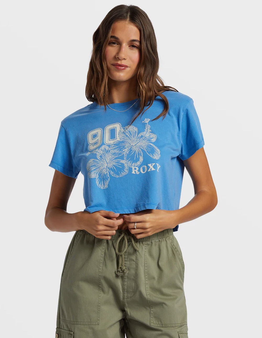ROXY Hibiscus Collegiate Womens Crop Tee - BLUE | Tillys