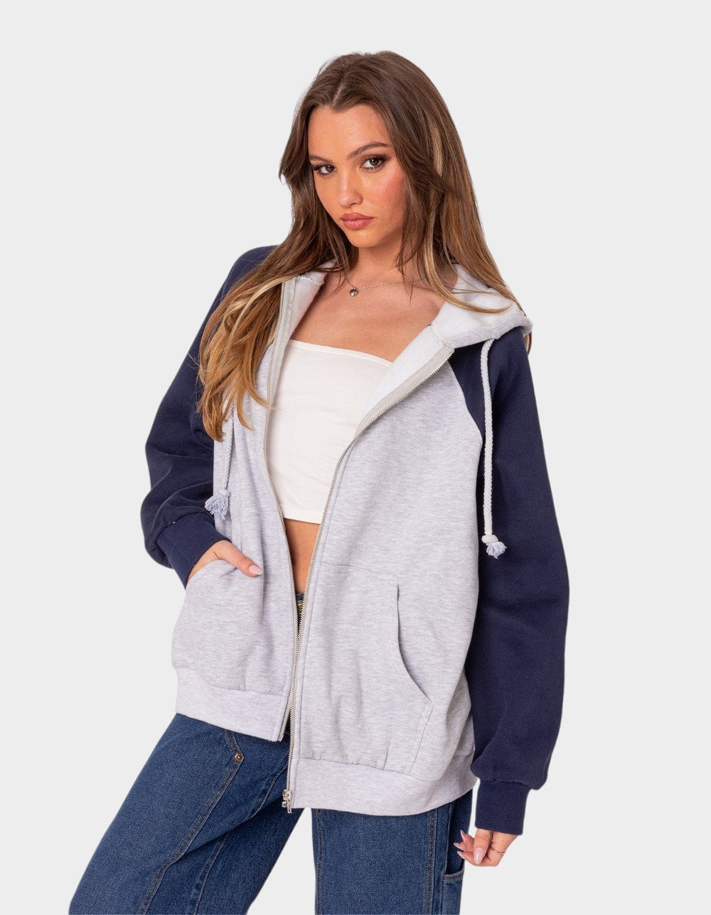 EDIKTED Oslo Zip Up Hoodie - GRAY | Tillys