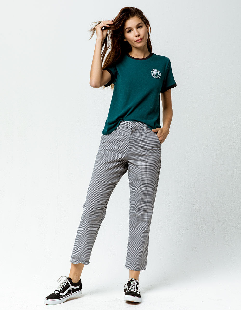 VOLCOM Ring It Up Pine Womens Ringer Tee - PINE | Tillys