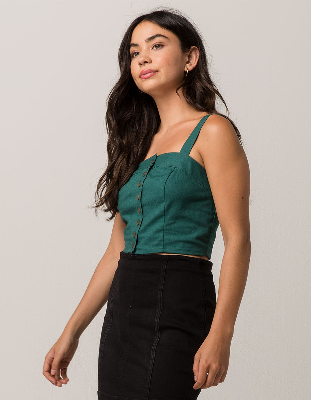 SKY AND SPARROW Button Front Green Womens Structured Cami - GREEN | Tillys